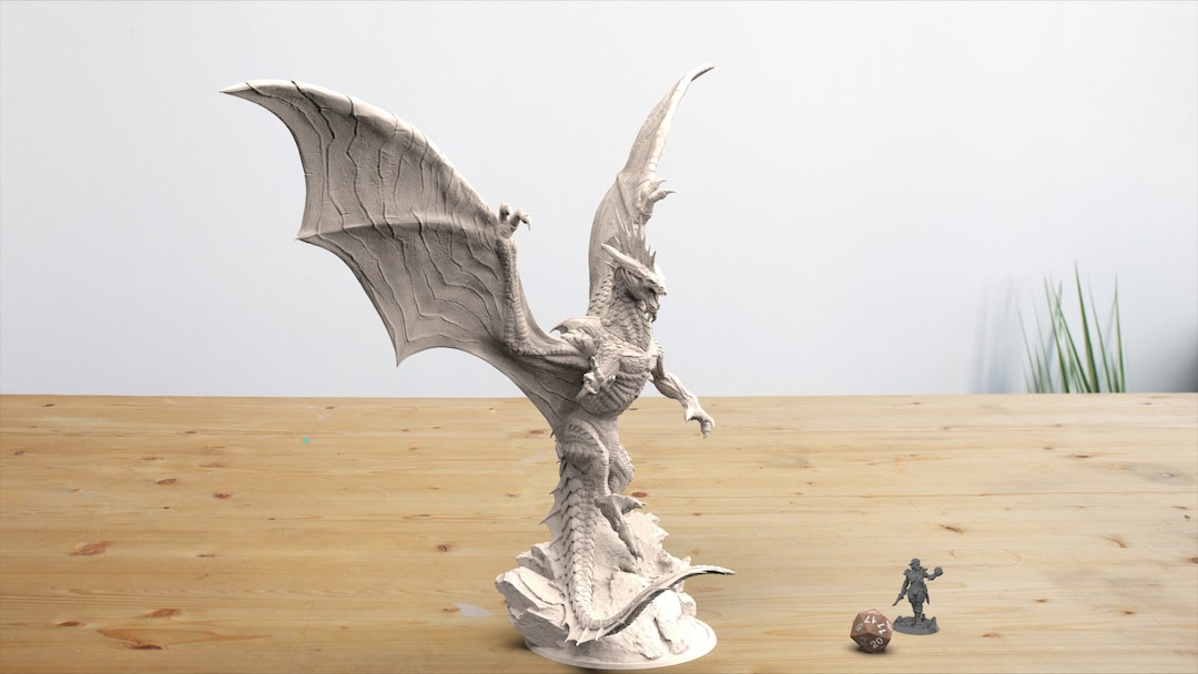 Silver Dragon in Four Sizes - 3D Printed Miniature in Four Sizes for D ...