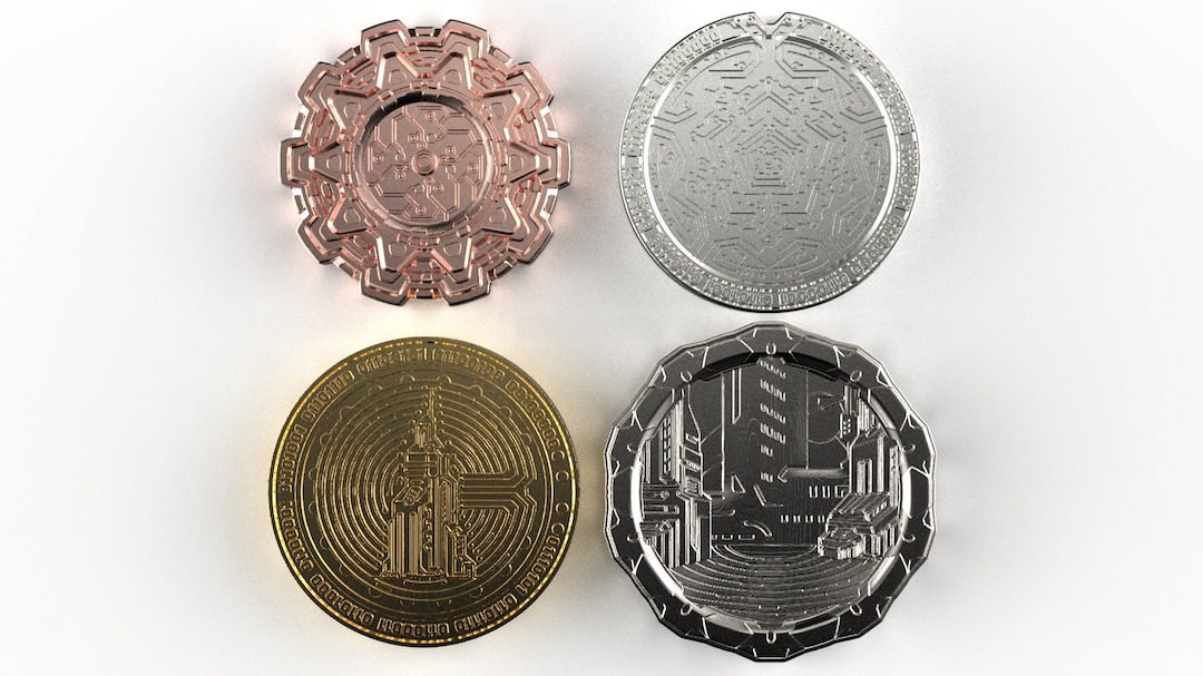Sci-fi Coins - Life-sized Prop for Cosplay, Larping and RPG Games Like ...