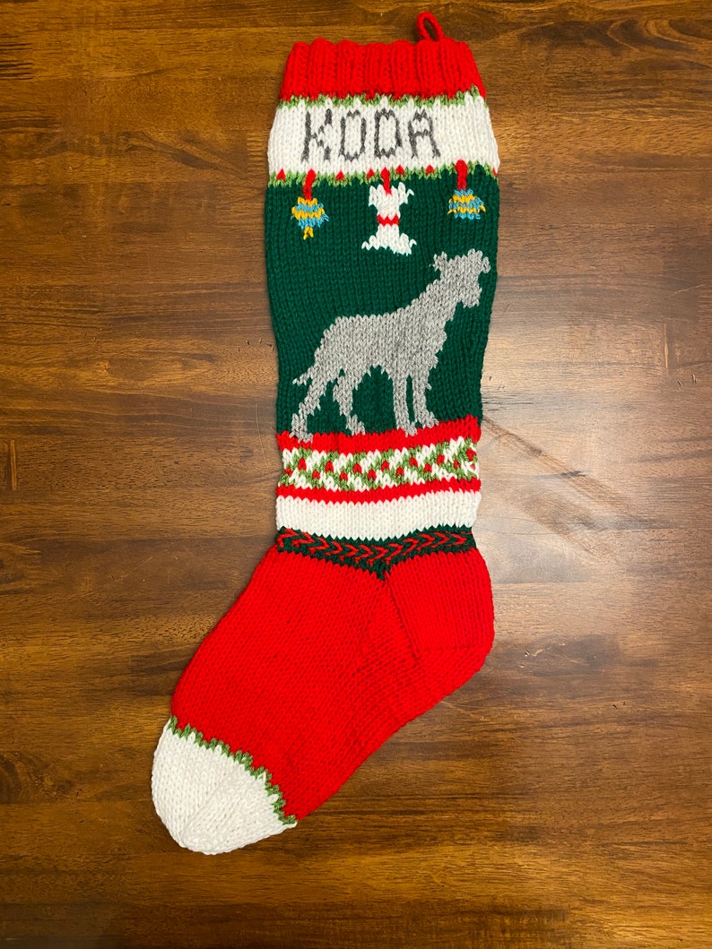 Large Knitted Christmas Stocking Dogs Made to Order - Etsy
