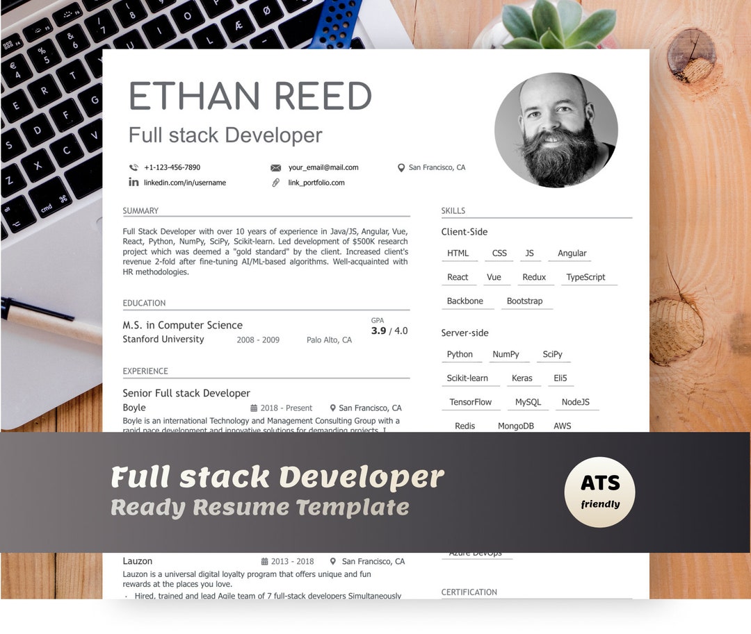 Resume Full Stack Developer, Ready Resume Full Stack Developer, Ready Professional Template With ...