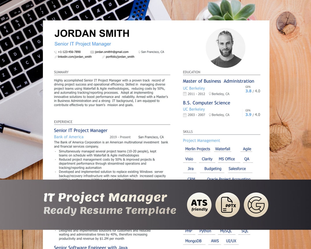 Senior IT Project Manager Resume Template: Professional CV & Cover ...