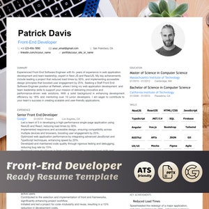 Resume Front End Developer, Front End Software Engineer, Ready Professional Resume Template With ...