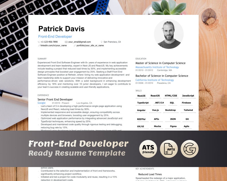 Frontend Developer Resume Template: Professional CV & Cover Letter ...