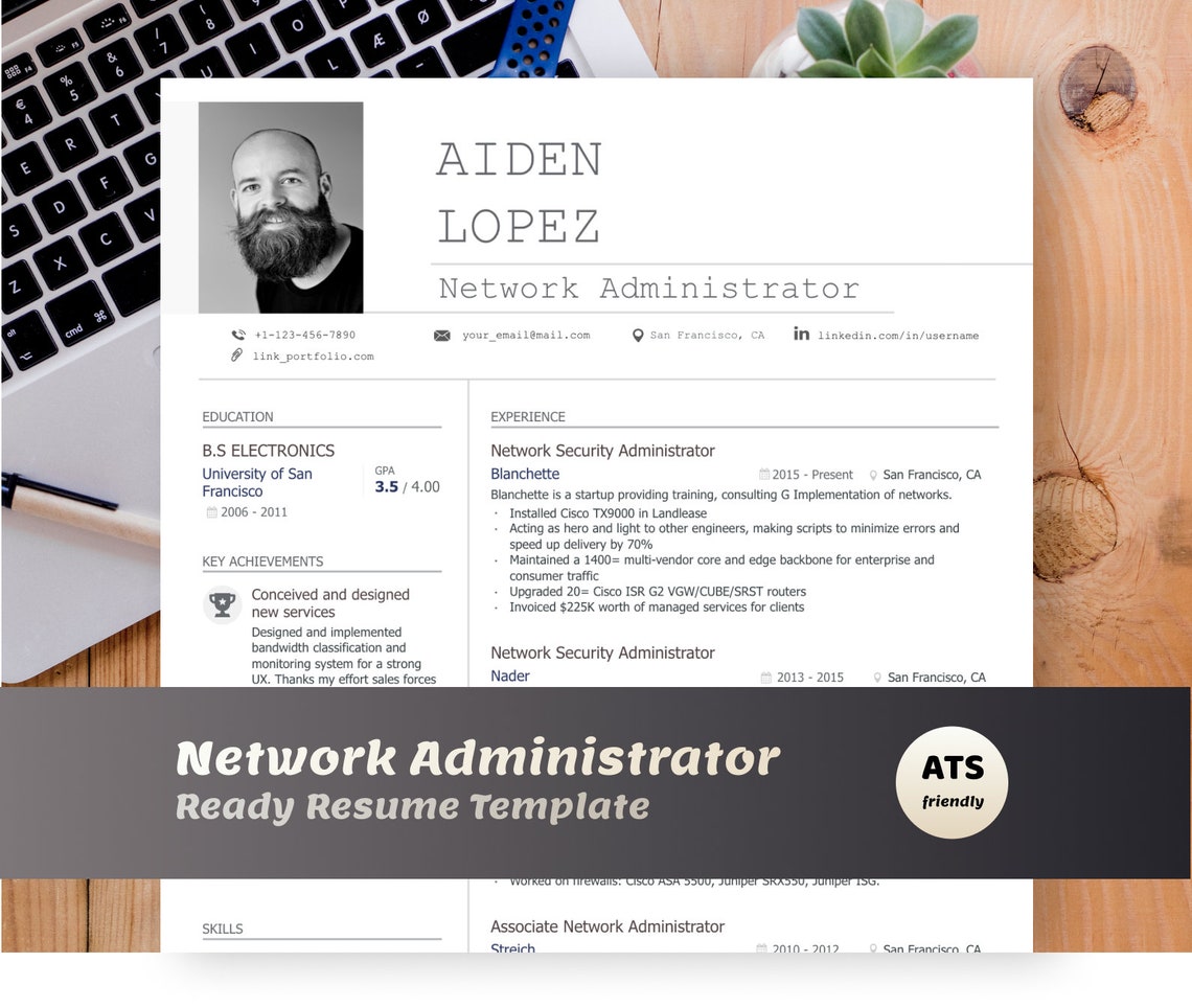 Network Administrator Resume Template: Professional CV & Cover Letter ...