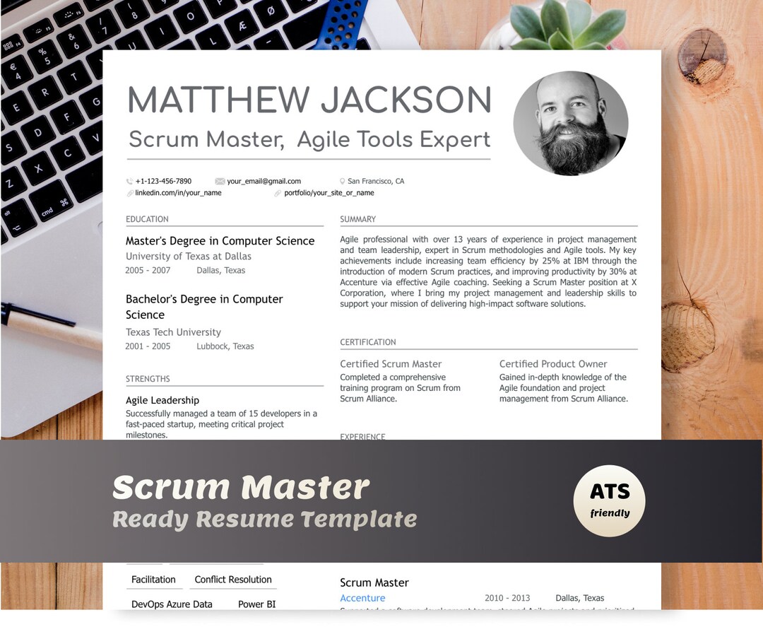 Scrum Master Resume Template: Professional CV & Cover Letter (A4) - Etsy
