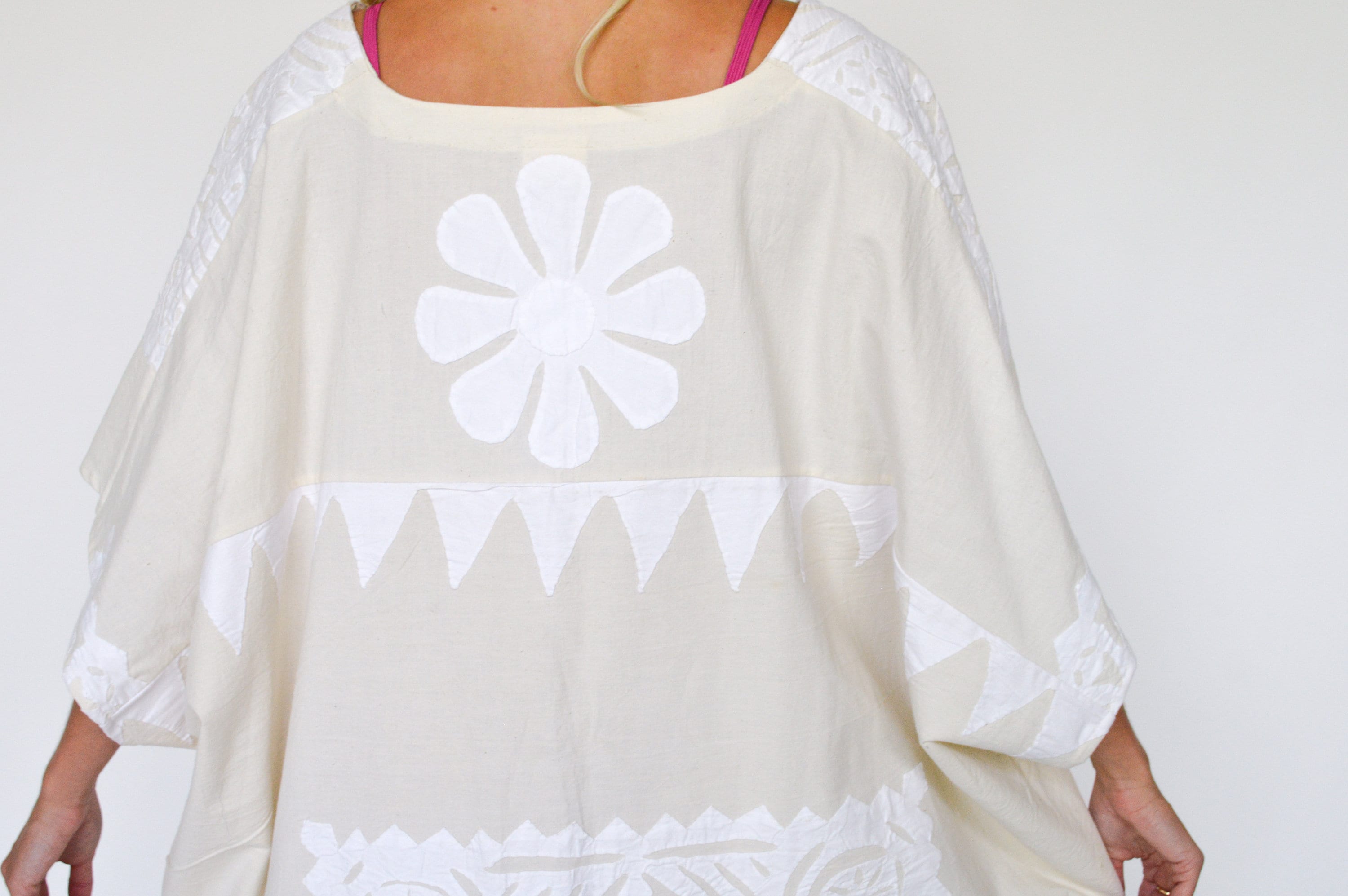 The Dawn Kaftan Hand Appliqué White Boho Kaftan Coverup Dress - Etsy