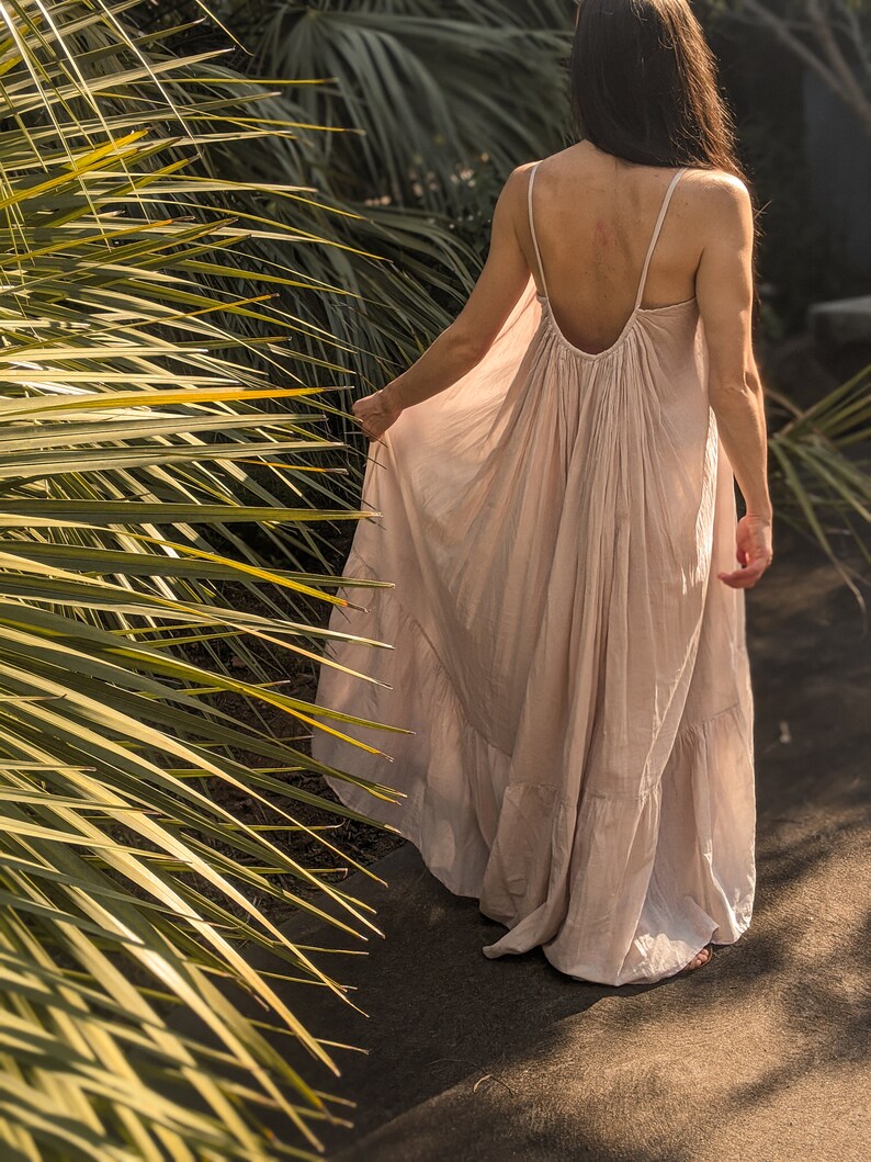 Flowy Cotton Hand Embroidered Beach Dress Pink Sand - Etsy