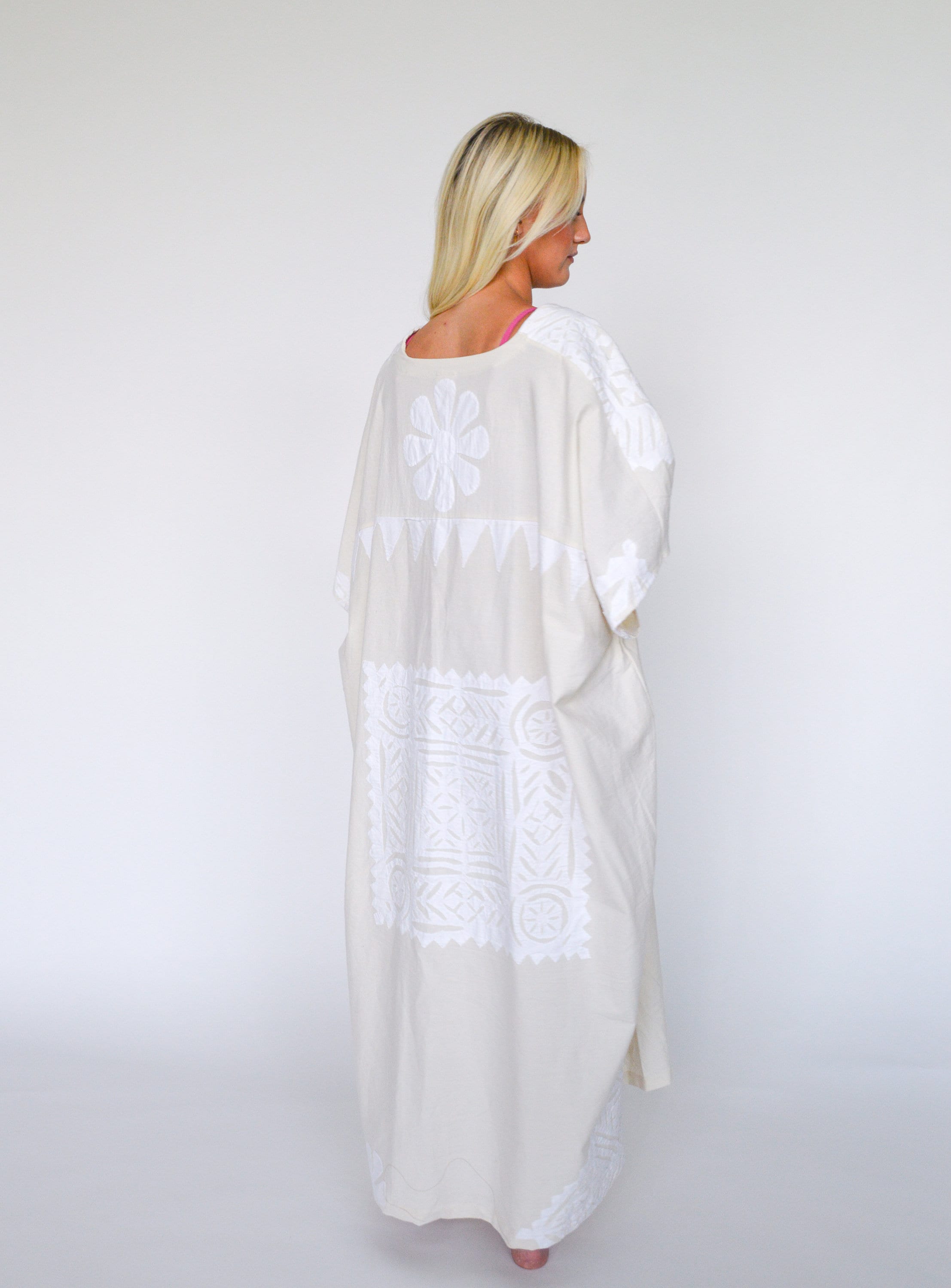 The Dawn Kaftan Hand Appliqué White Boho Kaftan Coverup Dress - Etsy