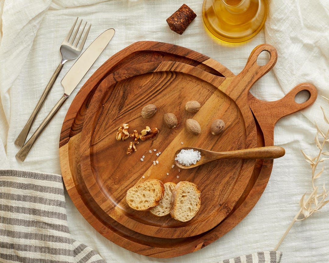 Alma Natural Wood Round Serving Board Set - Etsy