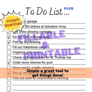 To Do List PLUS PDF Form | to Do Checklist PDF Form Fillable and ...