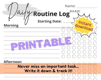 Daily Routine Log PLUS PDF Form | Daily Routine Tracker Fillable ...