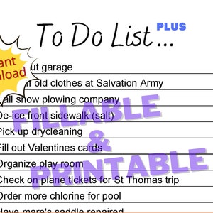 To Do List PLUS PDF Form | to Do Checklist PDF Form Fillable and ...