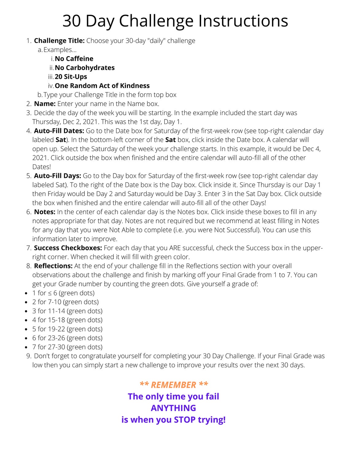 Printable 30 Day Challenge PDF Tracker Fillable & Printable PDF Form ...