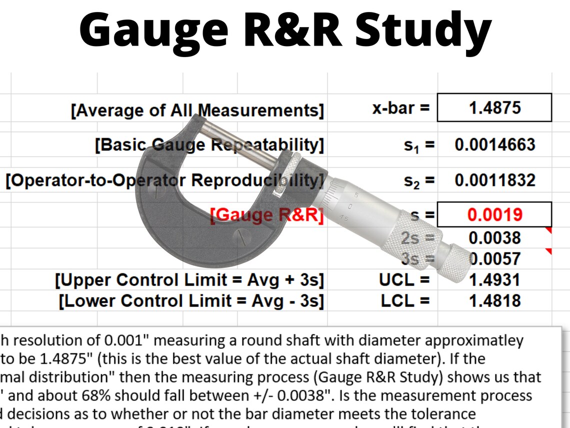 Gauge R&R Study Spreadsheet (excel) | Gauge Repeatability ...