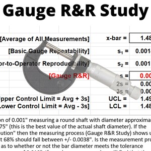 Gauge R&R Study Spreadsheet (excel) | Gauge Repeatability ...