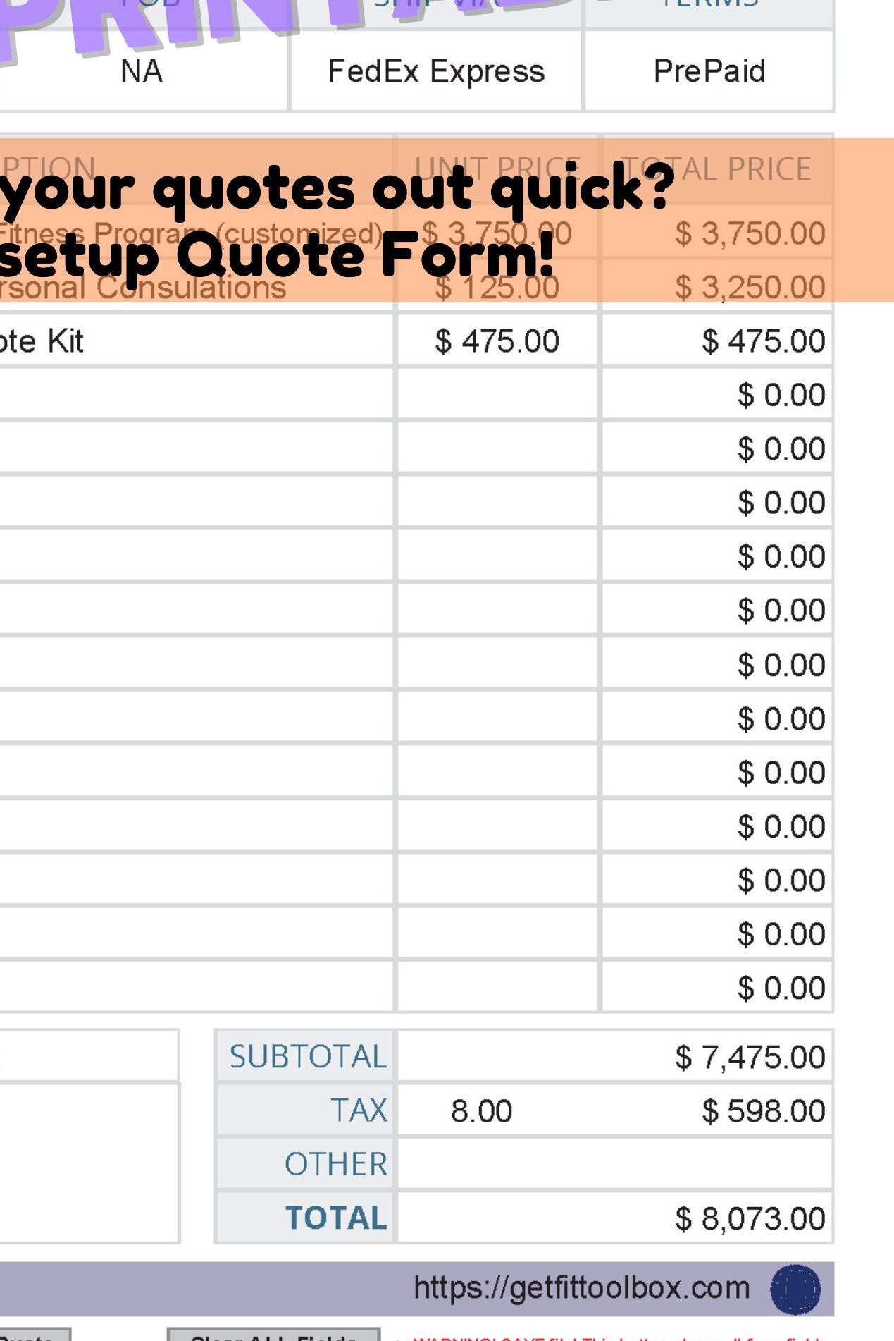 Quote Template With Logo PDF Form | Small Business Quote PDF Form ...