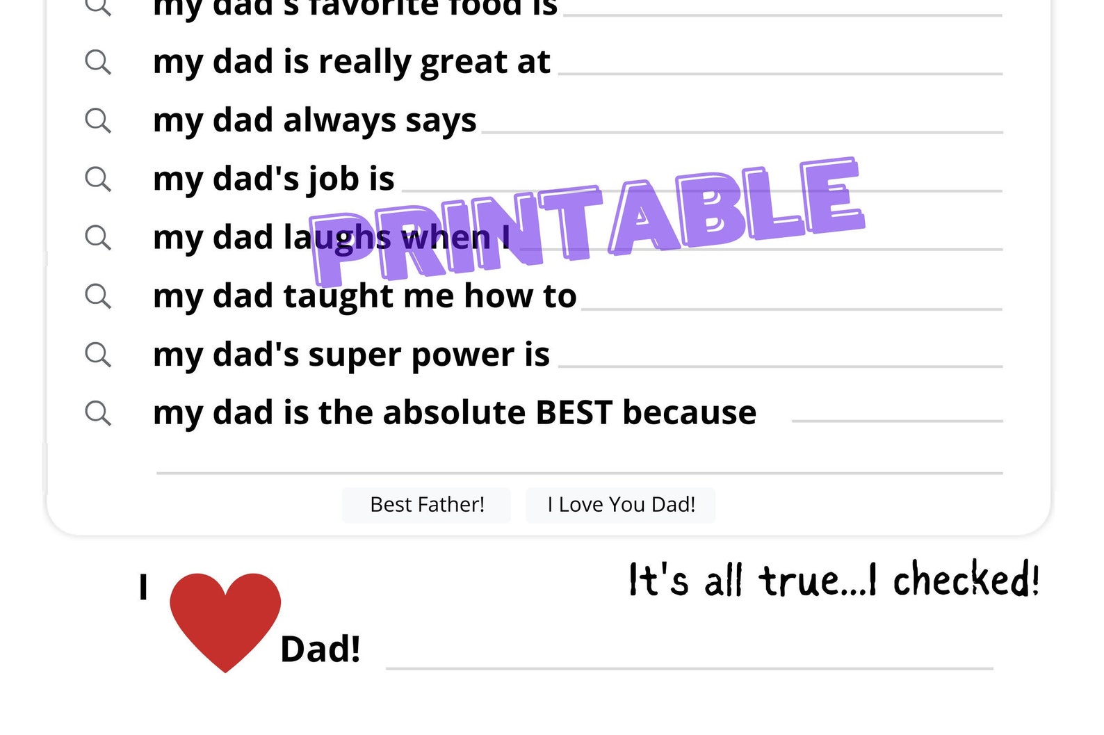 Happy Father's Day "google Search" BASIC PDF Form | Happy Father's Day ...