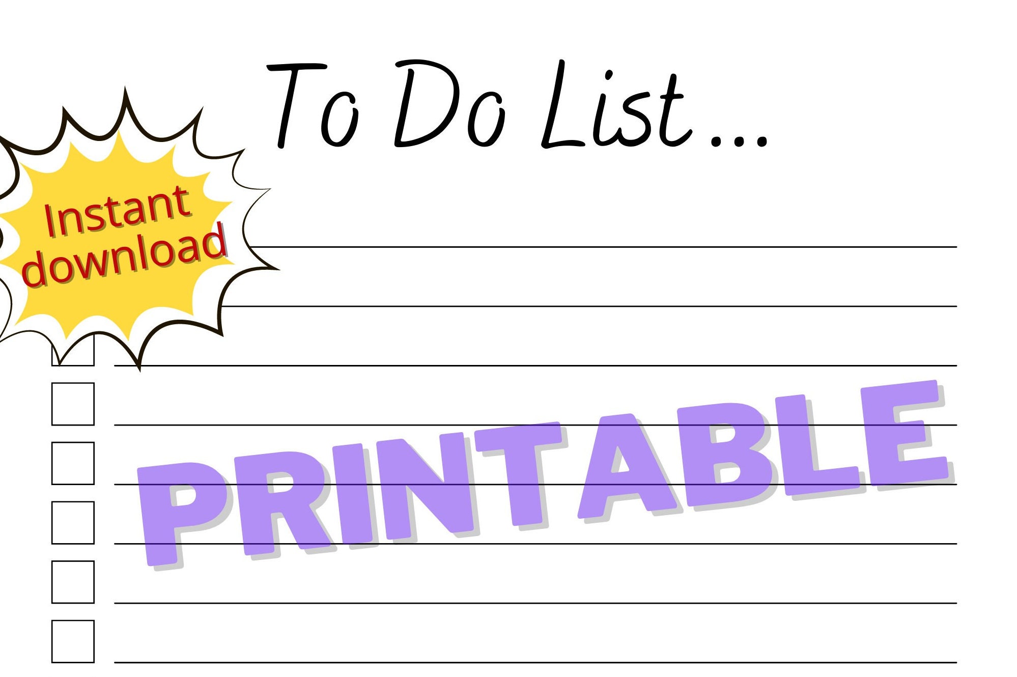 To Do List PDF Form Simple to Do Checklist Printable - Etsy