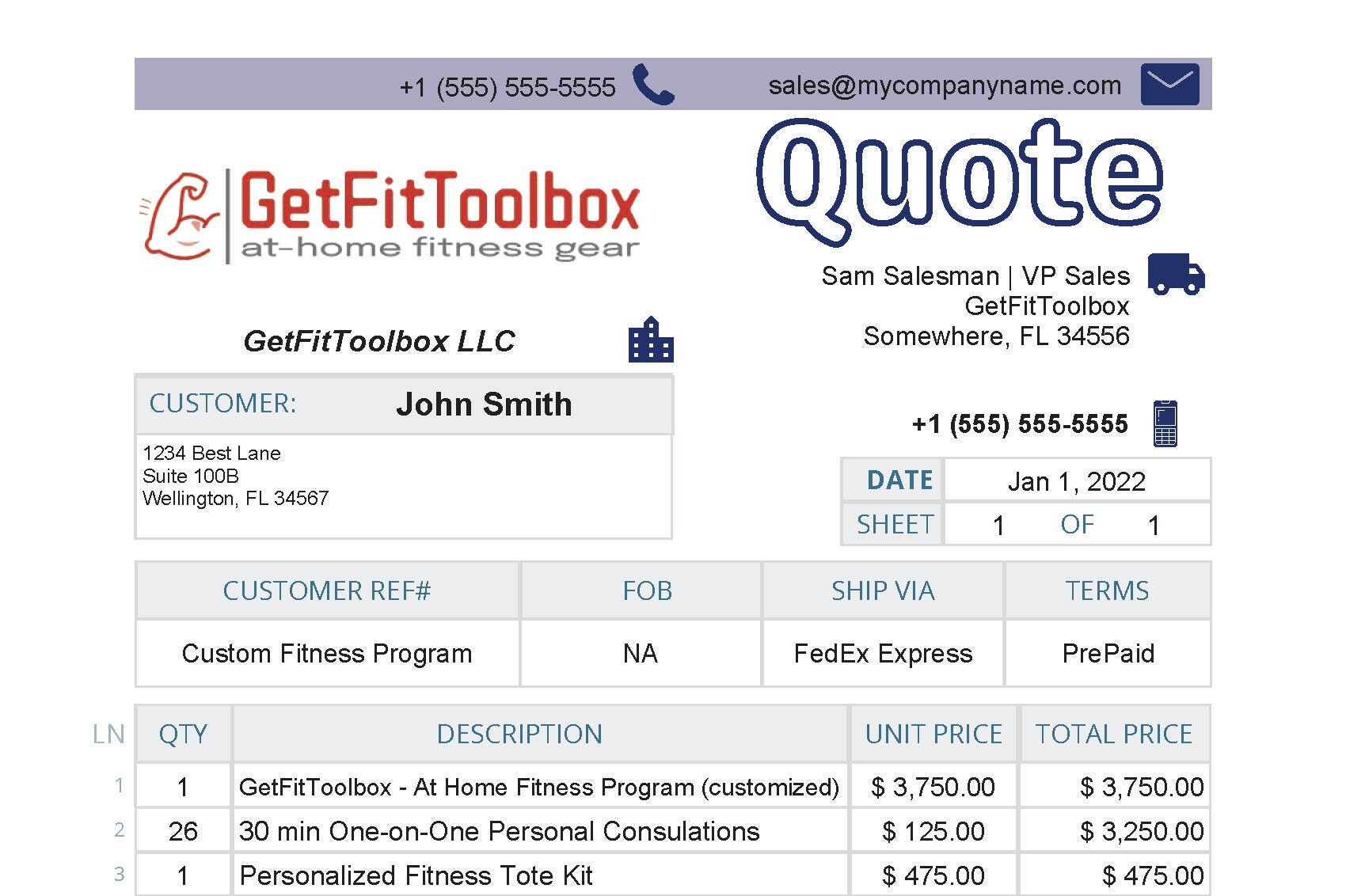 Quote Template With Logo PDF Form | Small Business Quote PDF Form ...