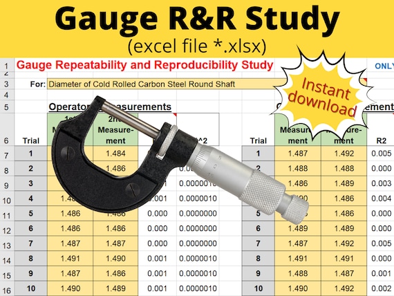 Gauge R&R Study Spreadsheet excel Gauge Repeatability / - Etsy