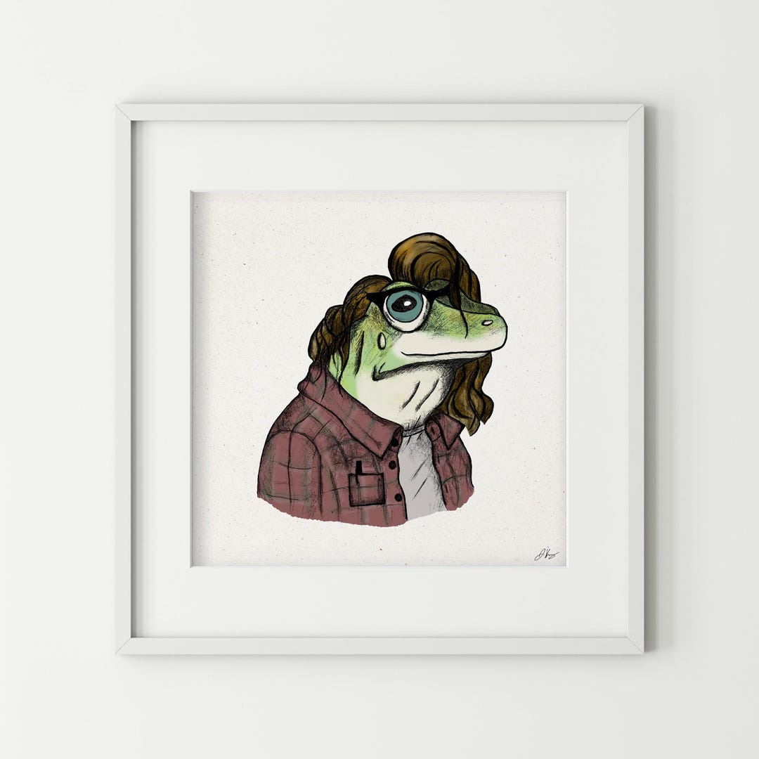 Frog Hipster Portrait 8x8" Art Print –anthropomorphic Animal Drawing ...