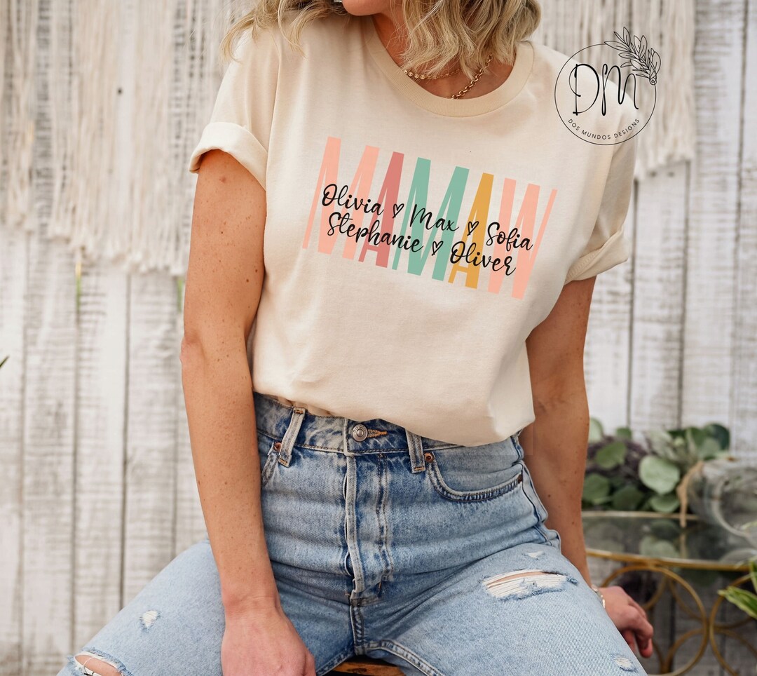 Mamaw Shirt With Grandkids Names Mamaw Tshirt Personalized Mamaw Shirt ...