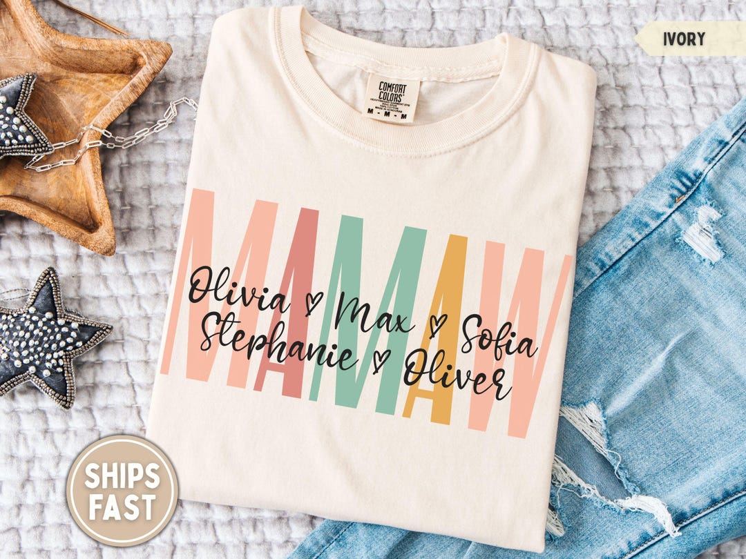 Mamaw Shirt With Grandkids Names Mamaw Tshirt Personalized Mamaw Shirt ...