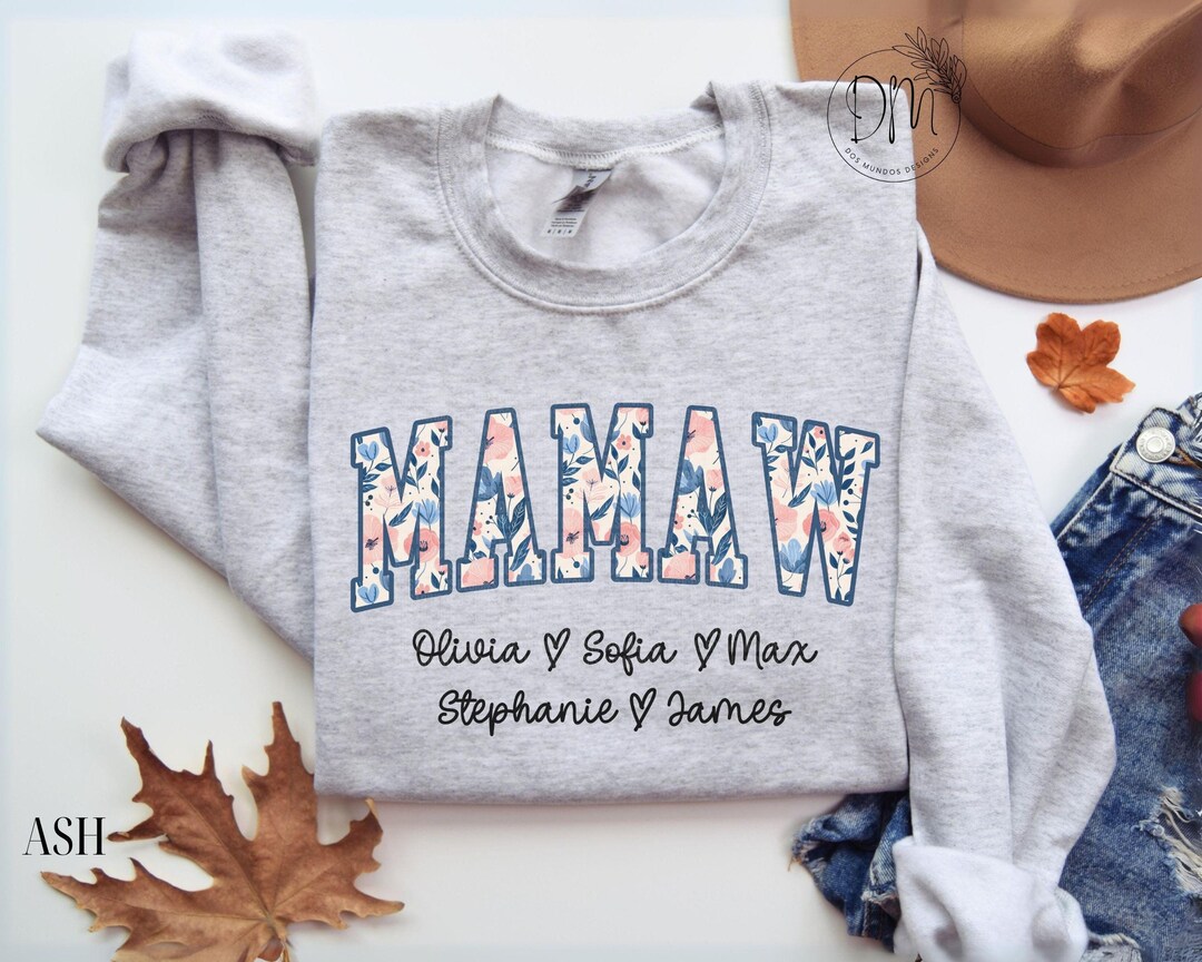 Floral Mamaw Sweatshirt Personalized Mamaw Sweatshirt With Grandkid ...