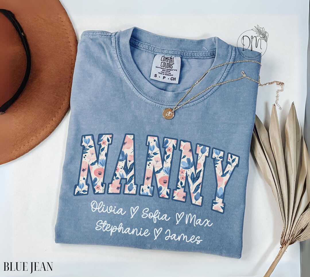 Comfort Colors Nanny Shirt Personalized Nanny Shirt Floral Nanny Shirt ...