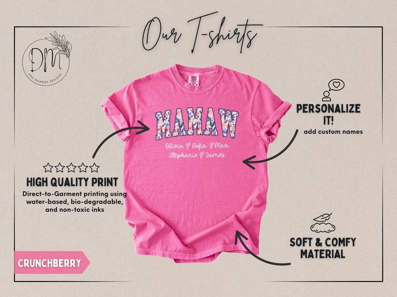 Mamaw Shirt Personalized Mamaw Shirt Floral Mamaw Shirt Grandkid Names ...