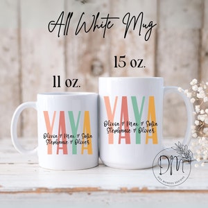 Yaya Mug With Grandkids Names Mug for Yaya Personalized Yaya Coffee Mug ...