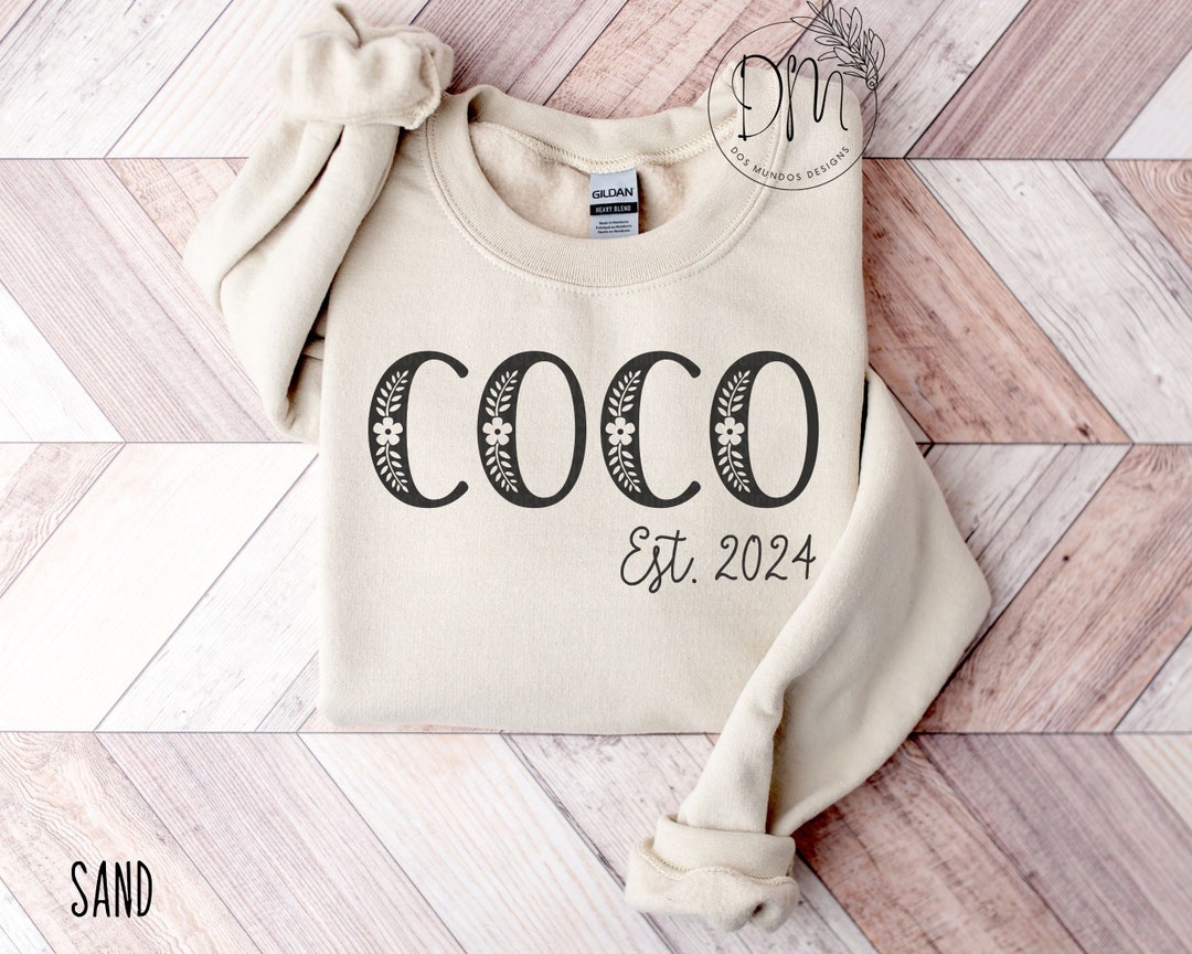 Coco Est Sweatshirt, Floral Coco Established Sweatshirt, Personalized ...