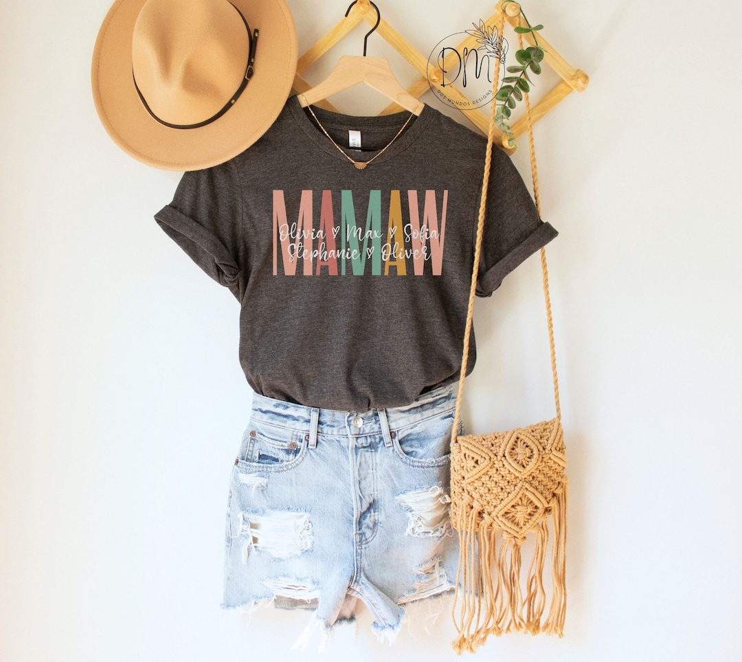 Mamaw Shirt With Grandkids Names Mamaw Tshirt Personalized Mamaw Shirt ...