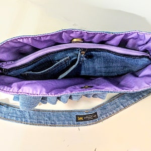 Ruffled Reworked Denim Jeans Shoulder Bag Zipper Pouch - Etsy