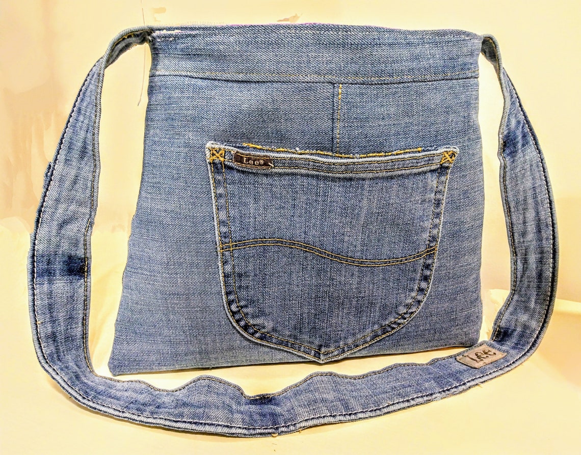 Ruffled Reworked Denim Jeans Shoulder Bag Zipper Pouch - Etsy