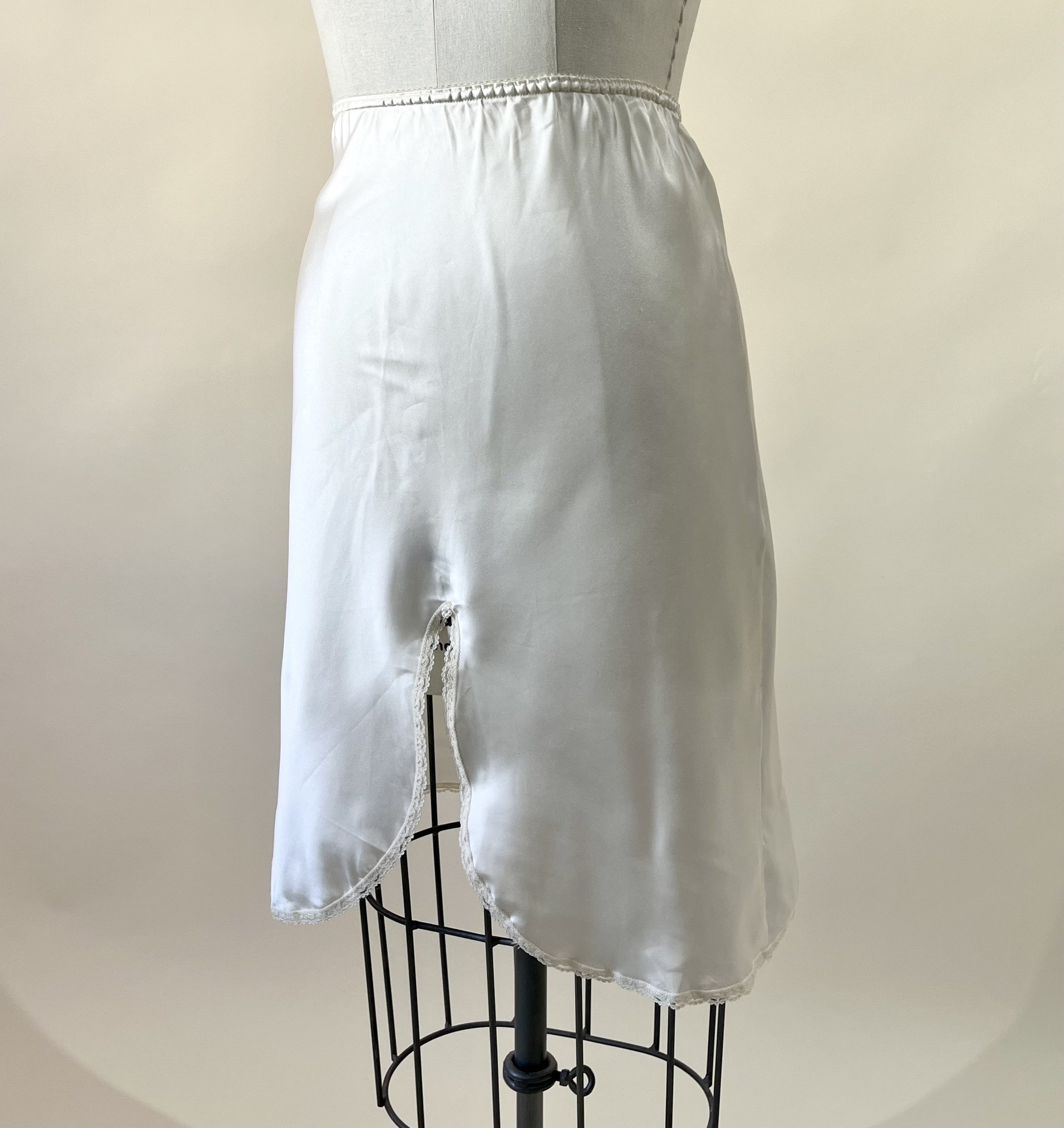 70s Center Slit Slip Skirt White Half Slip - Etsy