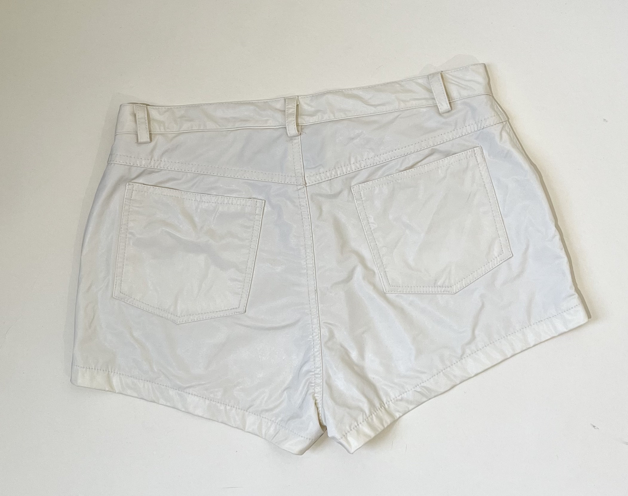 90s Polyurethane Cream Short Shorts Pleather Hot Pants - Etsy