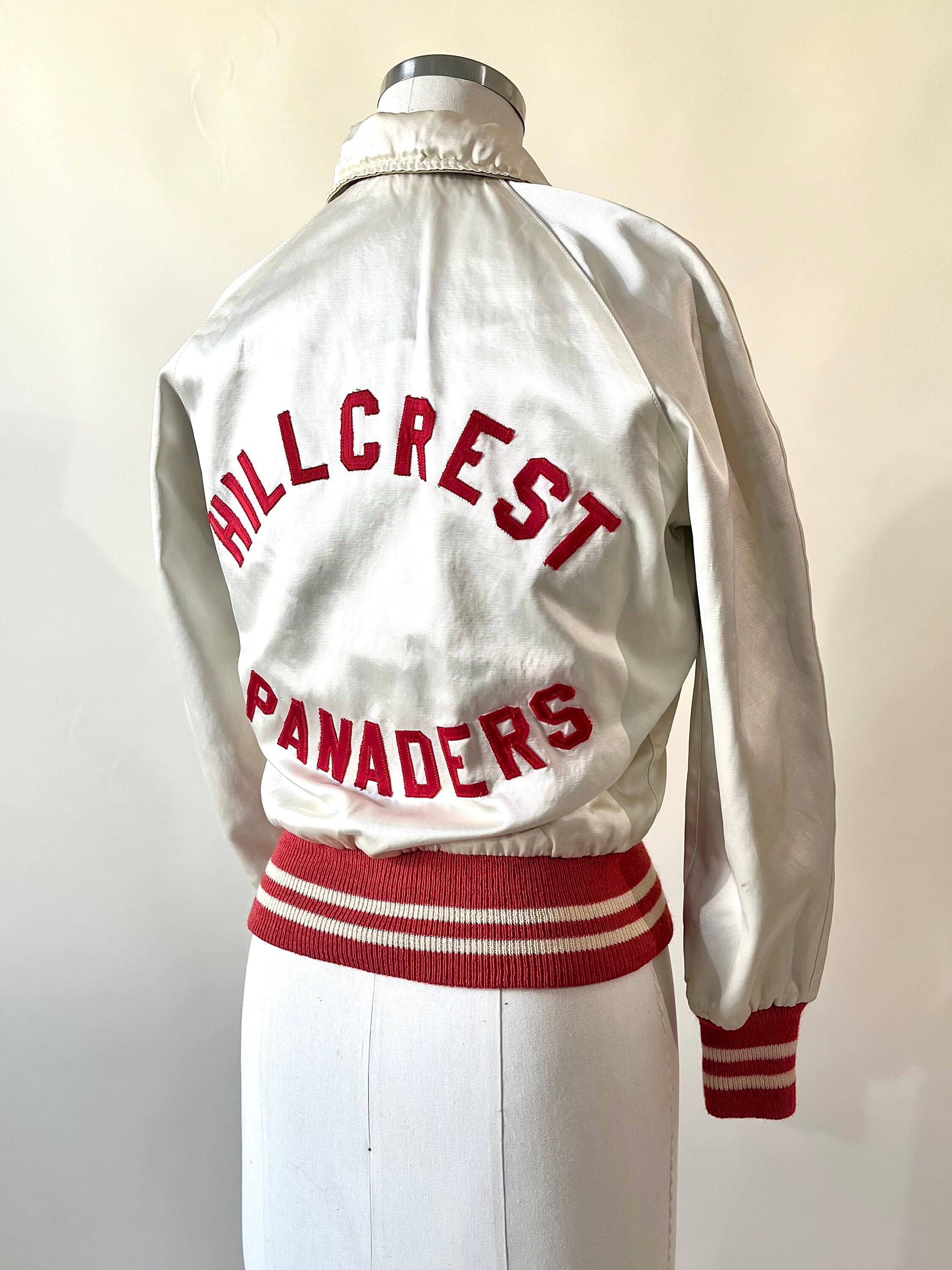 1950s Satin Bomber Jacket 50s Reversible Cheer Jacket Red and Cream ...