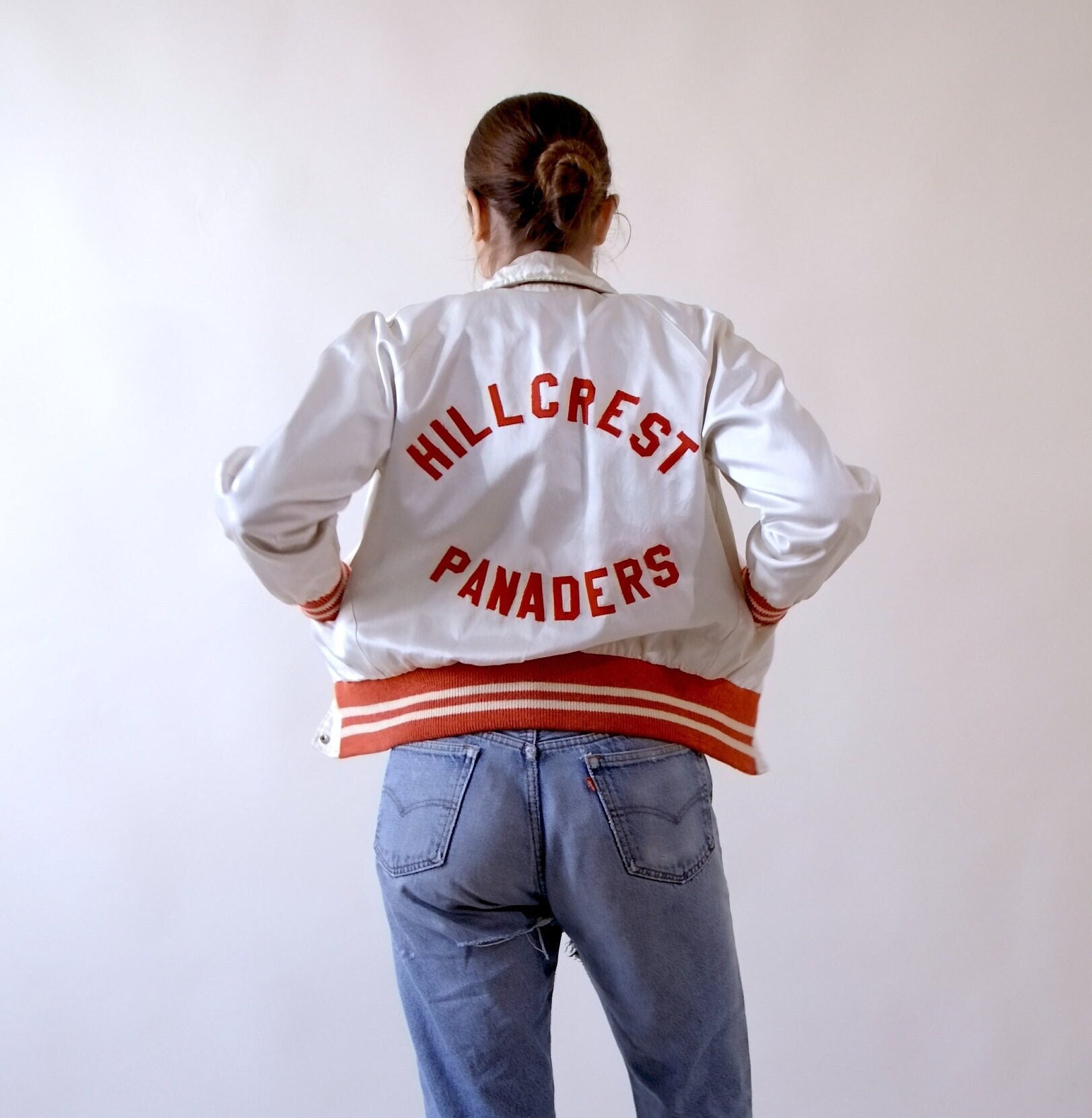 1950s Satin Bomber Jacket 50s Reversible Cheer Jacket Red and Cream ...