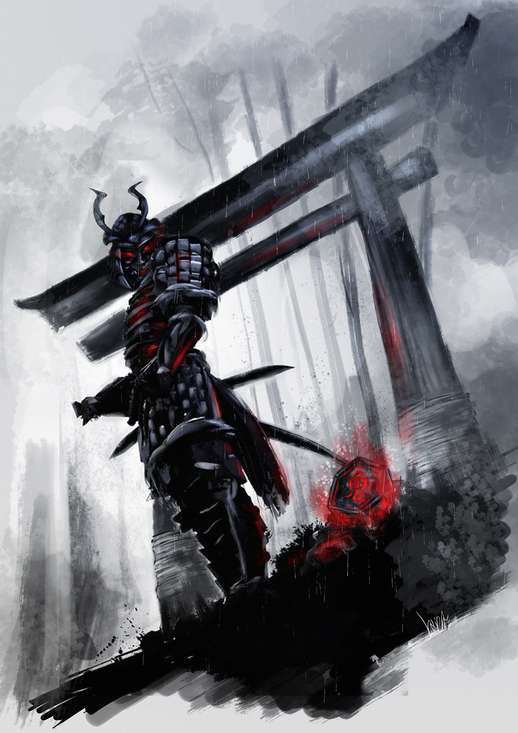 The Oni 鬼 D20 the Demon D20 D&D Dice volcanic Stone - Etsy