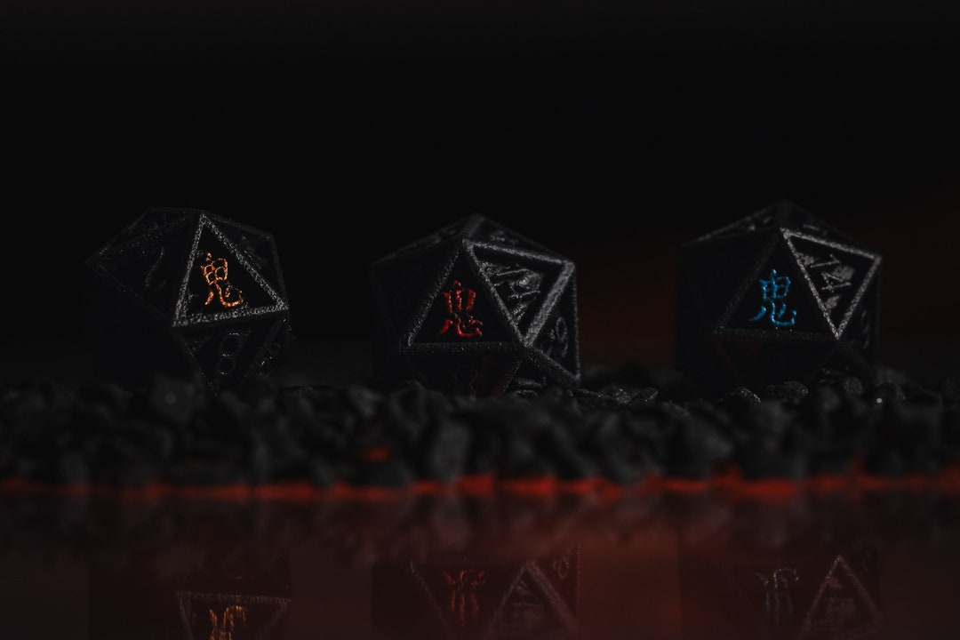 The Oni [鬼] D20 - (the Demon D20) - D&D Dice [volcanic Stone Variant ...