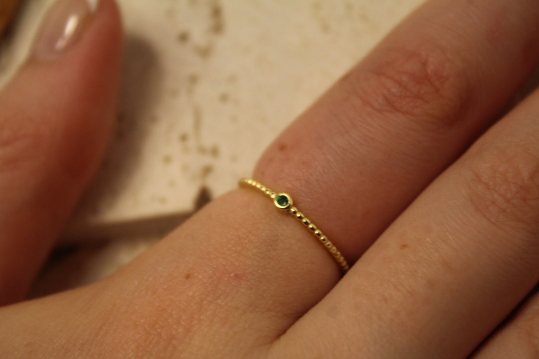 Small Emerald Ring Stacking Ring Dainty Ring Delicate Ring - Etsy UK