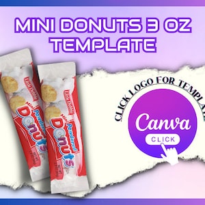 Mini Donuts 3 OZ | Party Favor Template - Etsy