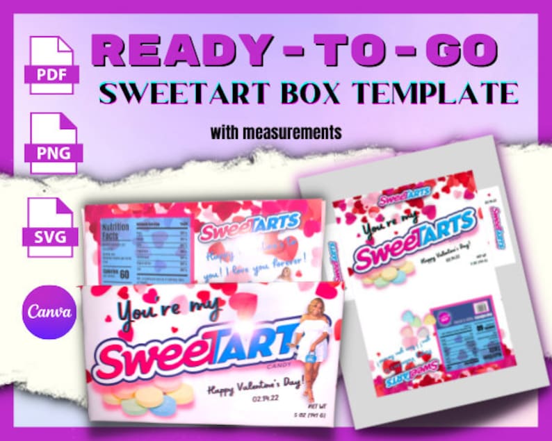 READY-TO-GO Valentine's Day Sweetart Candy Box Template - Etsy