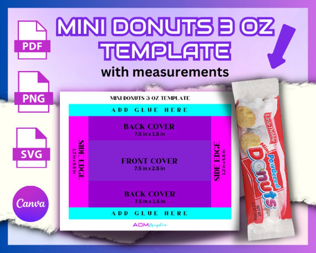 Mini Donuts 3 OZ | Party Favor Template - Etsy