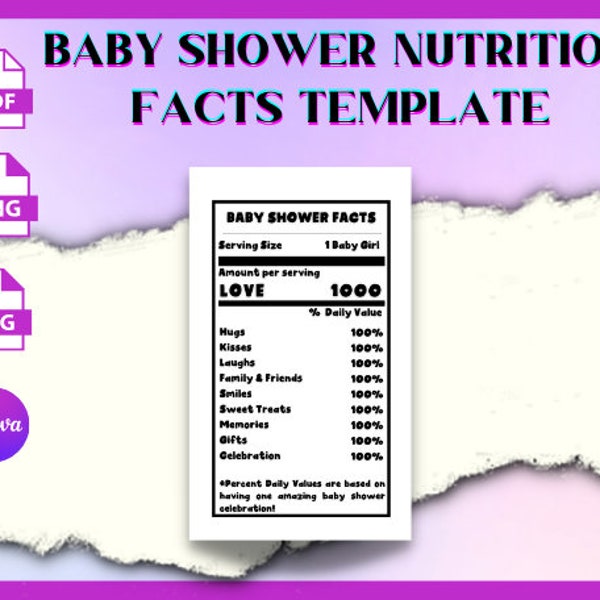 Baby Shower Nutrition Facts - Etsy