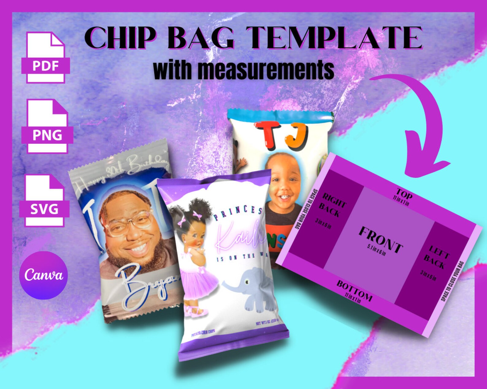 Chip Bag Template - Etsy