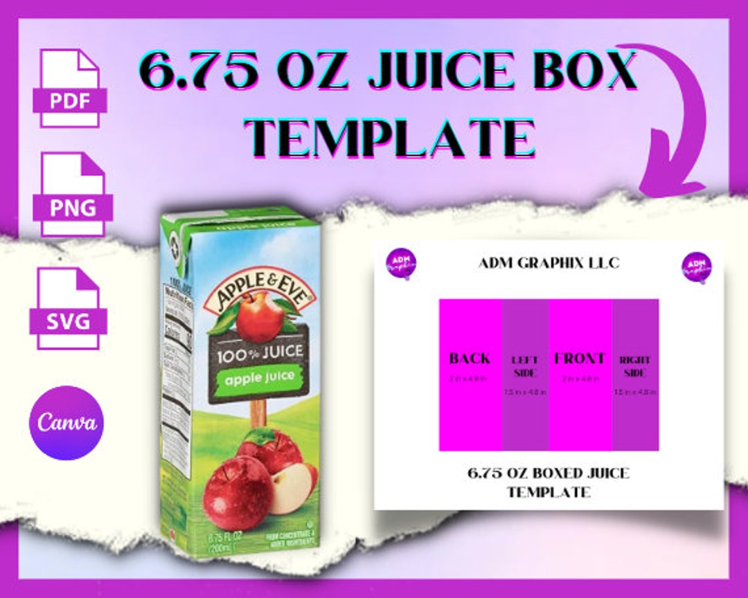 Juice Box Template (6.75oz) - Party Favor Template - Etsy