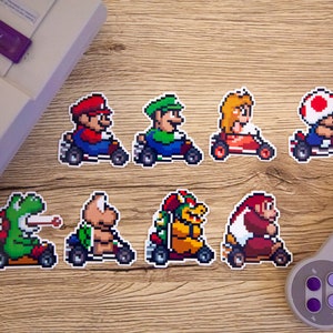 Super Mario Kart Pixel Art Stickers Mario Stickers, Laptop Stickers ...