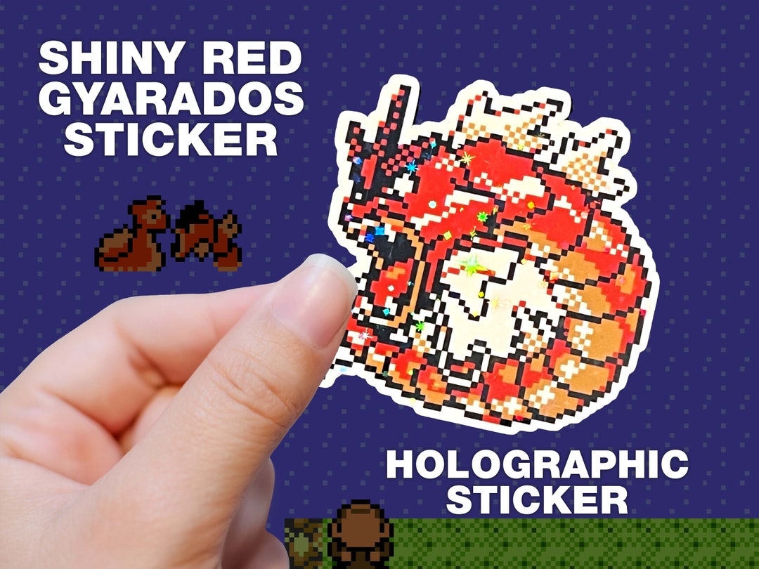 Shiny Red Gyarados Holographic Sticker Pokemon Gen 2 Pixel Art Sticker ...